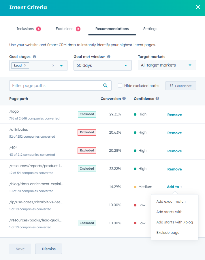 Configure buyer intent (BETA)